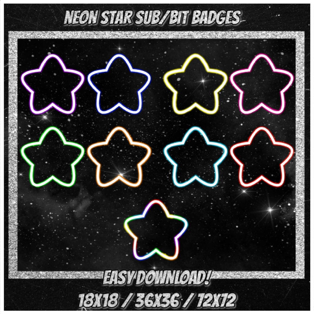 Neon Star Twitch Bit Badges | Neon Glow Twitch Sub Badges | Twitch Bit ...