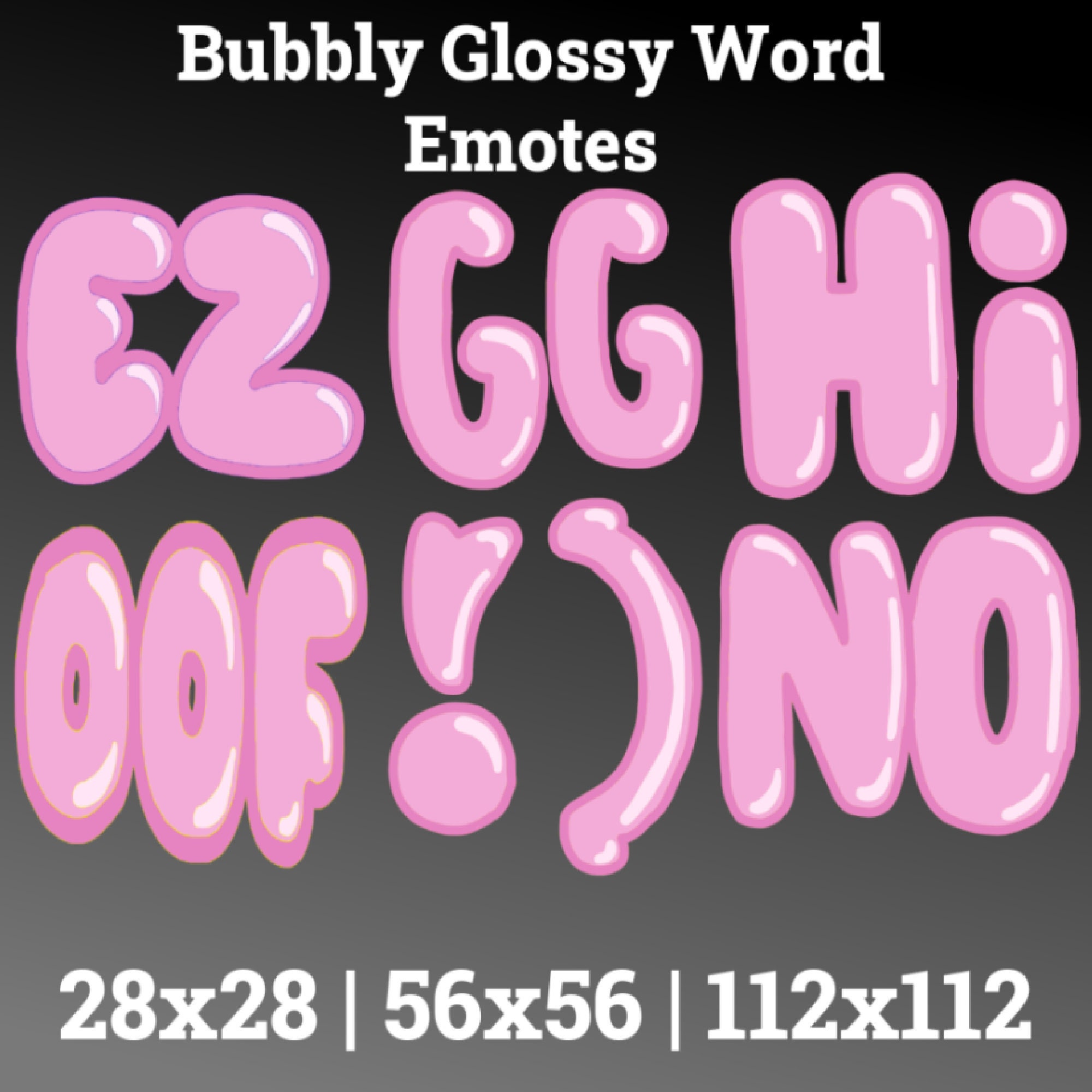 42 Bubble Text Emotes | Glossy | Cute | Twitch Emote | Pink | Purple ...