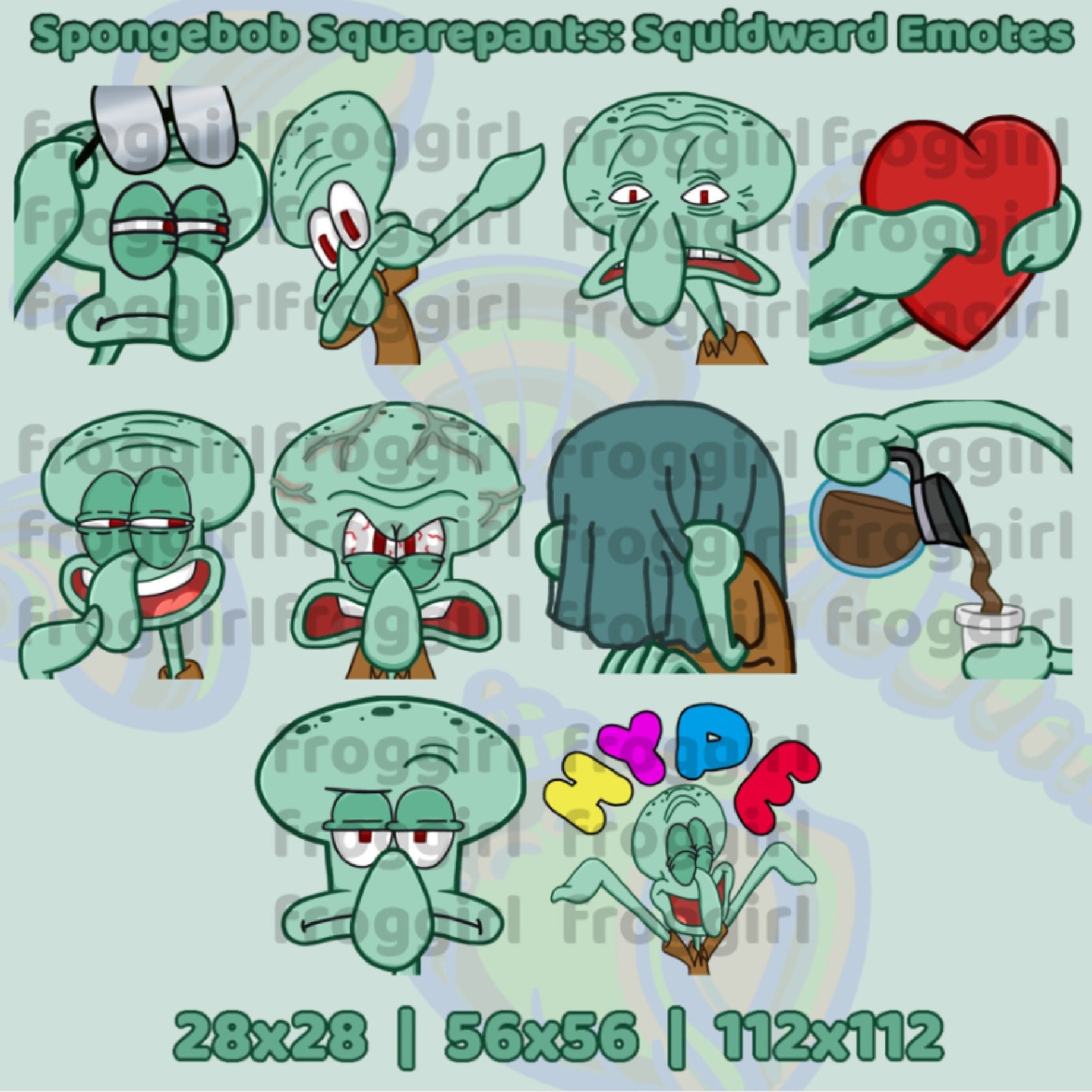 Spongebob Squarepants Squidward Emote Pack Squidward Twitch Emotes 10 ...