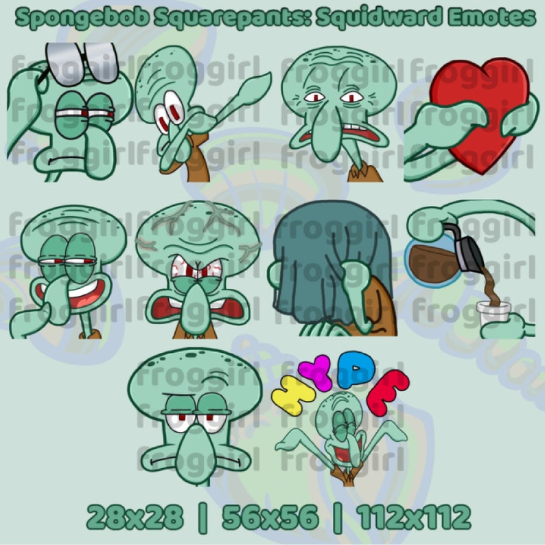 Spongebob Squarepants | Squidward Emote Pack | Squidward Twitch Emotes ...