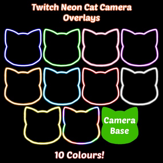 Webcam Overlay Cat Twitch Camera Overlay Neon Overlay - Etsy