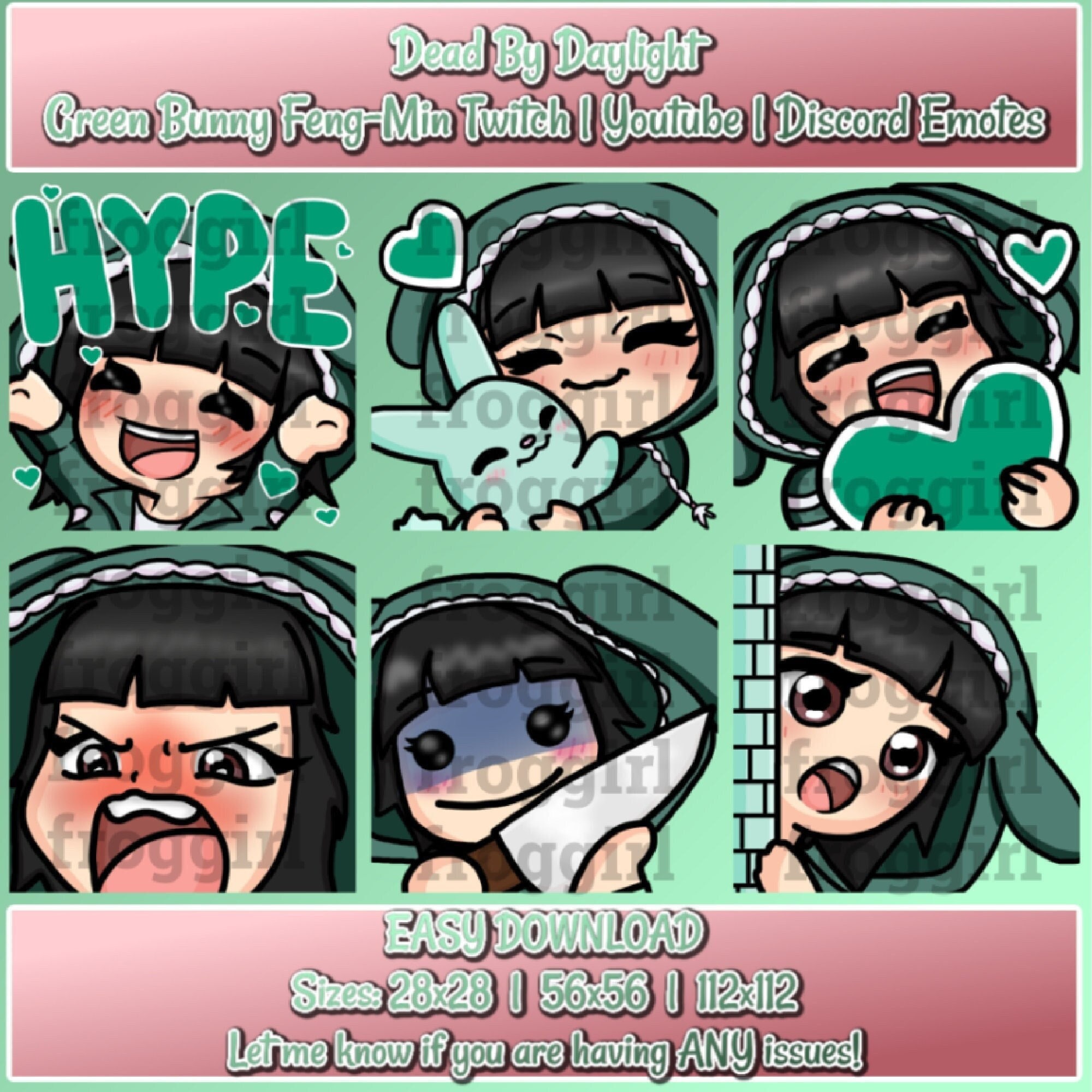 Dead by Daylight | Green Bunny Feng Min Twitch Emotes | Dead by ...
