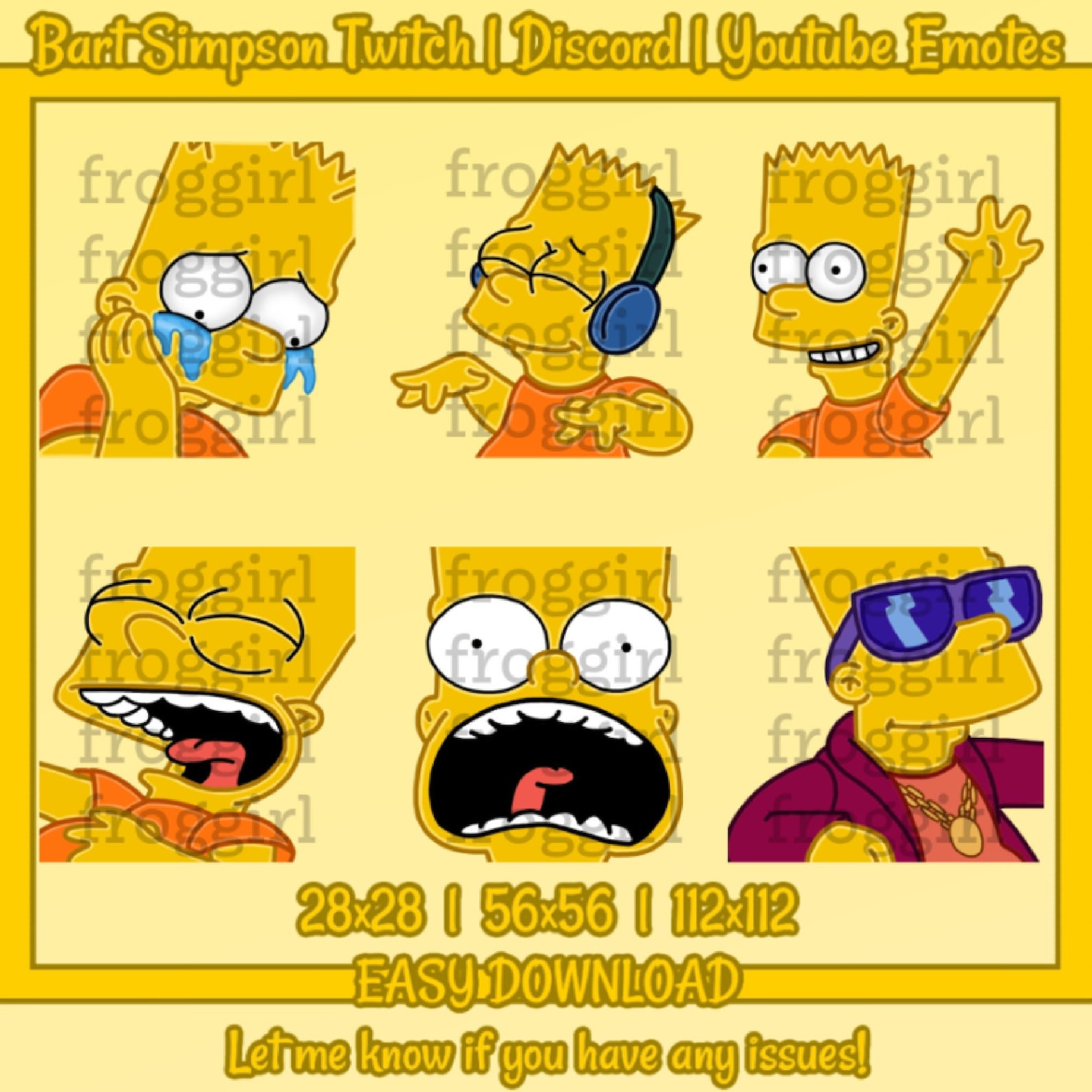 Bart Simpson Emote Pack | the Simpsons Emotes | Cute Bart Simpson ...