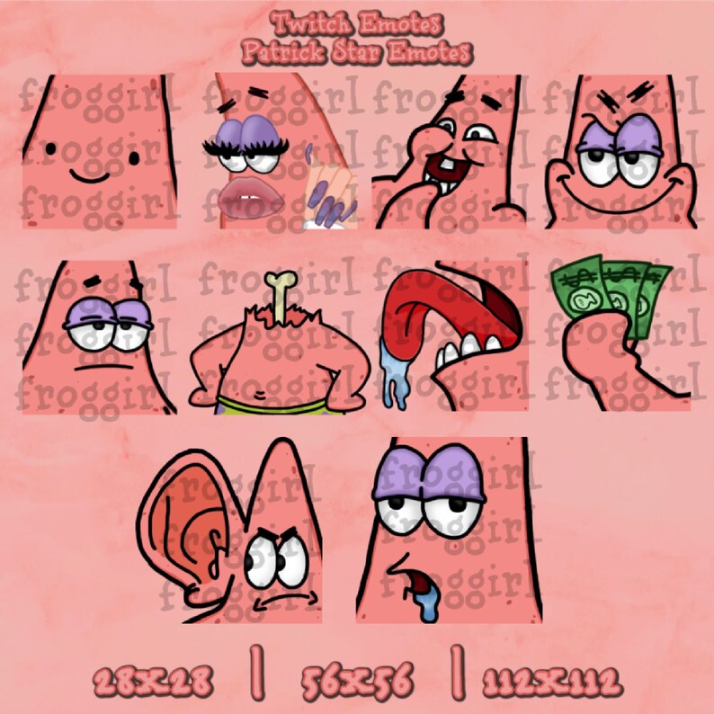 Spongebob Patrick Star Emote Pack 2 Patrick Twitch Emotes 10 Twitch ...