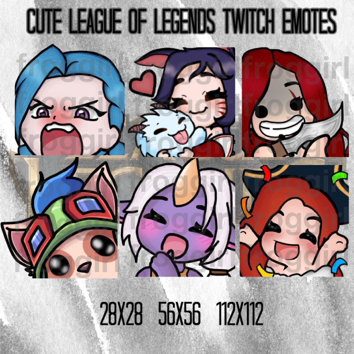 Cute League of Legends Emote Pack | Jinx/ahri/katarina/teemo/soraka ...
