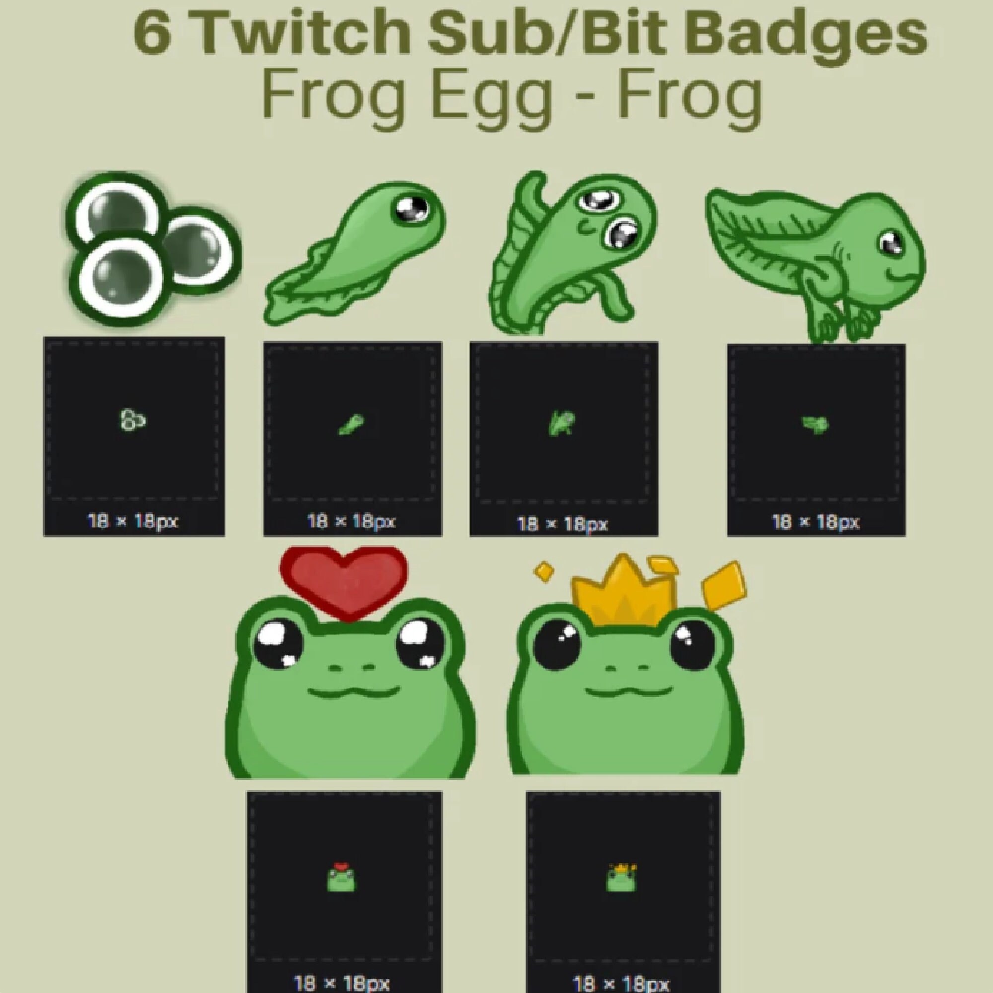 Cute Frog Twitch Stream Package | 24 Emotes | 20 Sub Badges | Banner ...