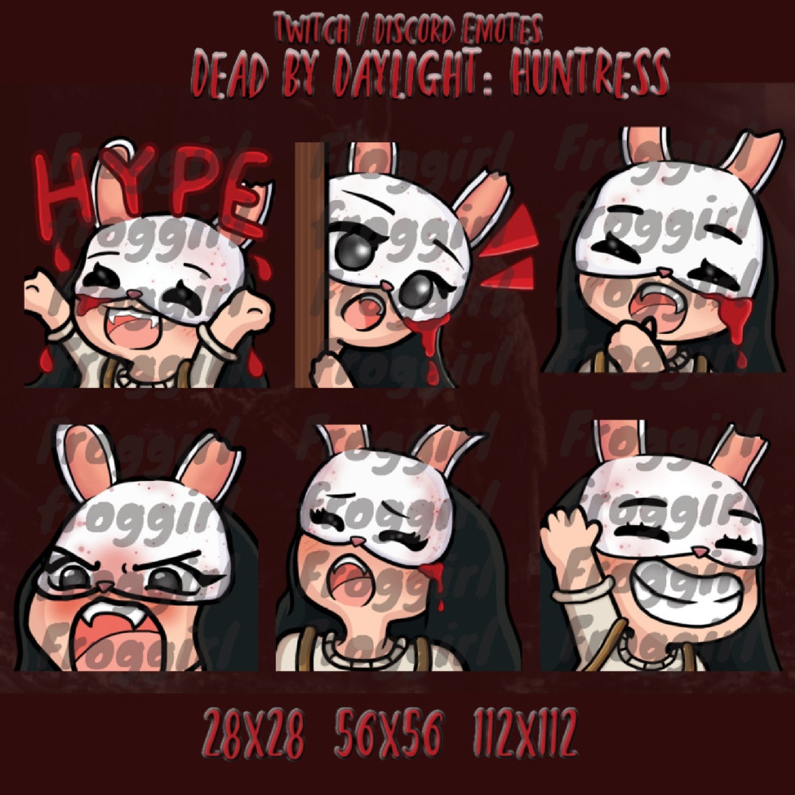 Dead by Daylight Cute Huntress Twitch/discord Emotes Huntress Emotes ...