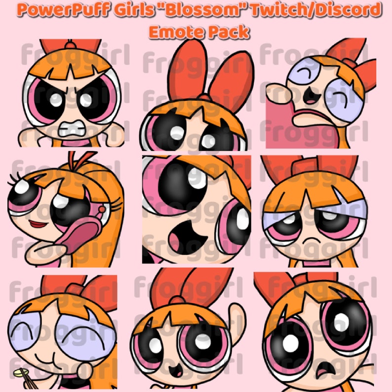 Cute Blossom (powerpuff Girls) Emote Pack | 9 Twitch/discord Emotes - Etsy