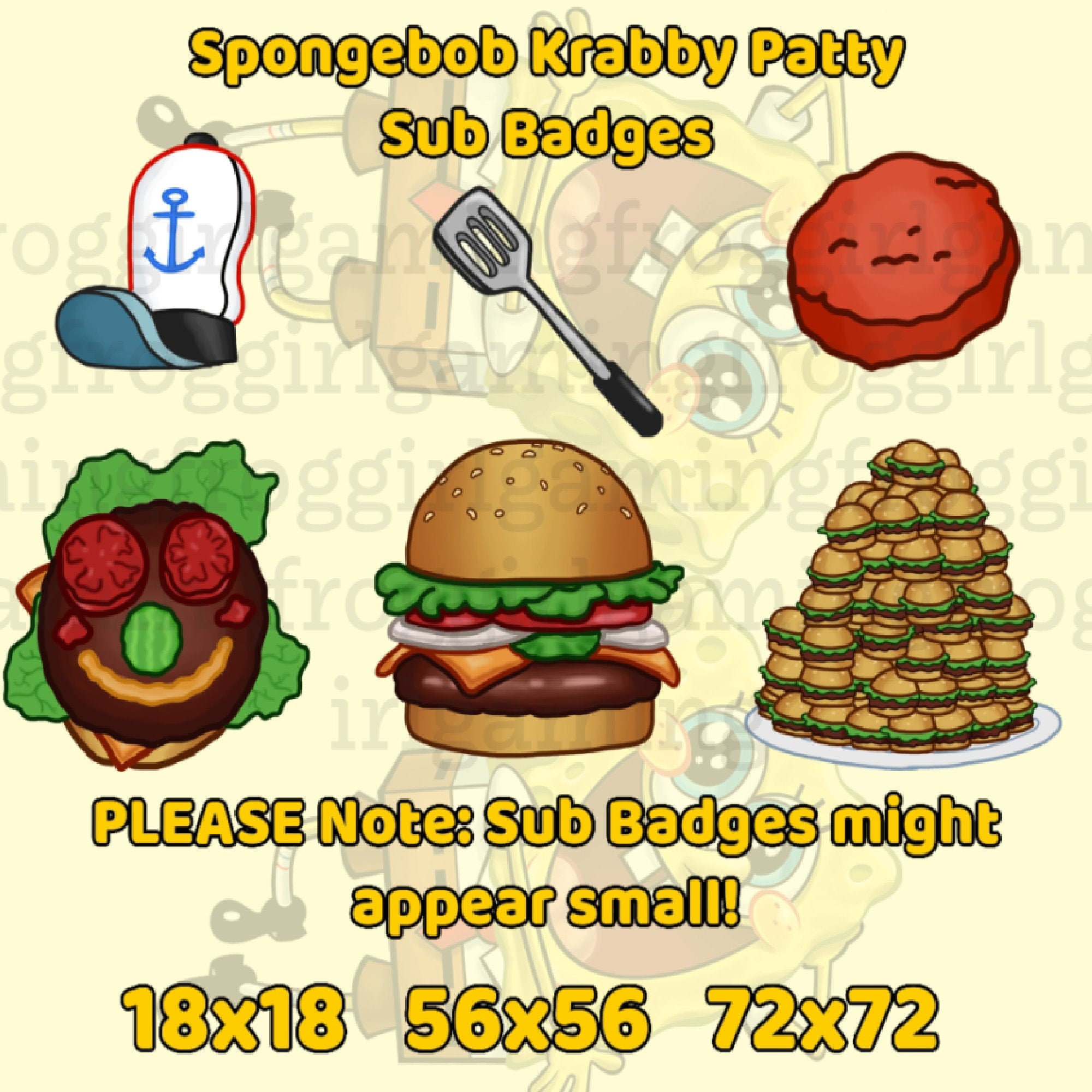 Spongebob Twitch Sub/bit Badges | Krabby Patty | Twitch Emotes | Twitch ...