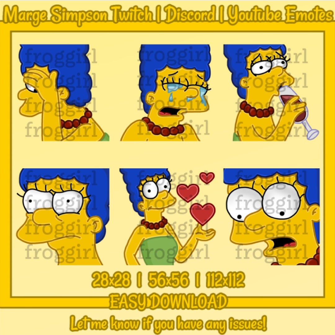 Marge Simpson Emote Pack | the Simpsons Emotes | Cute Marge Simpson ...