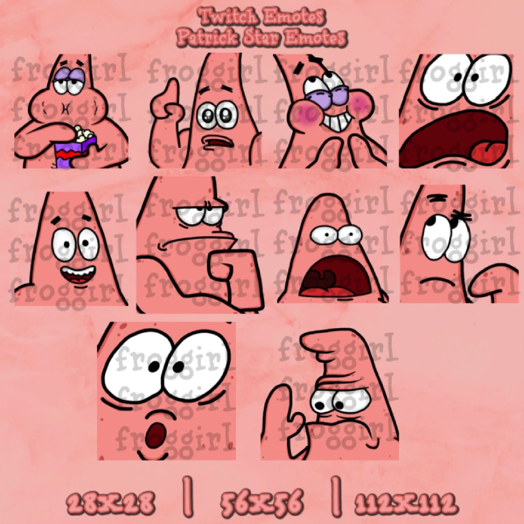 Spongebob Patrick Star Emote Pack 3 | Patrick Twitch Emotes | 10 Twitch ...
