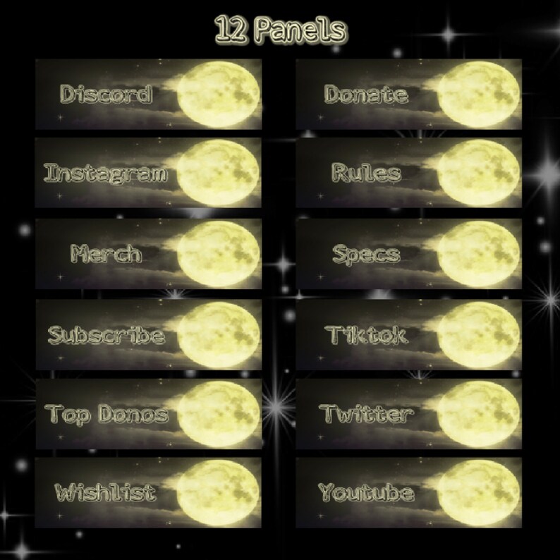 Moon Twitch Stream Overlay Pack | Stream Overlays | Stream Bundle ...