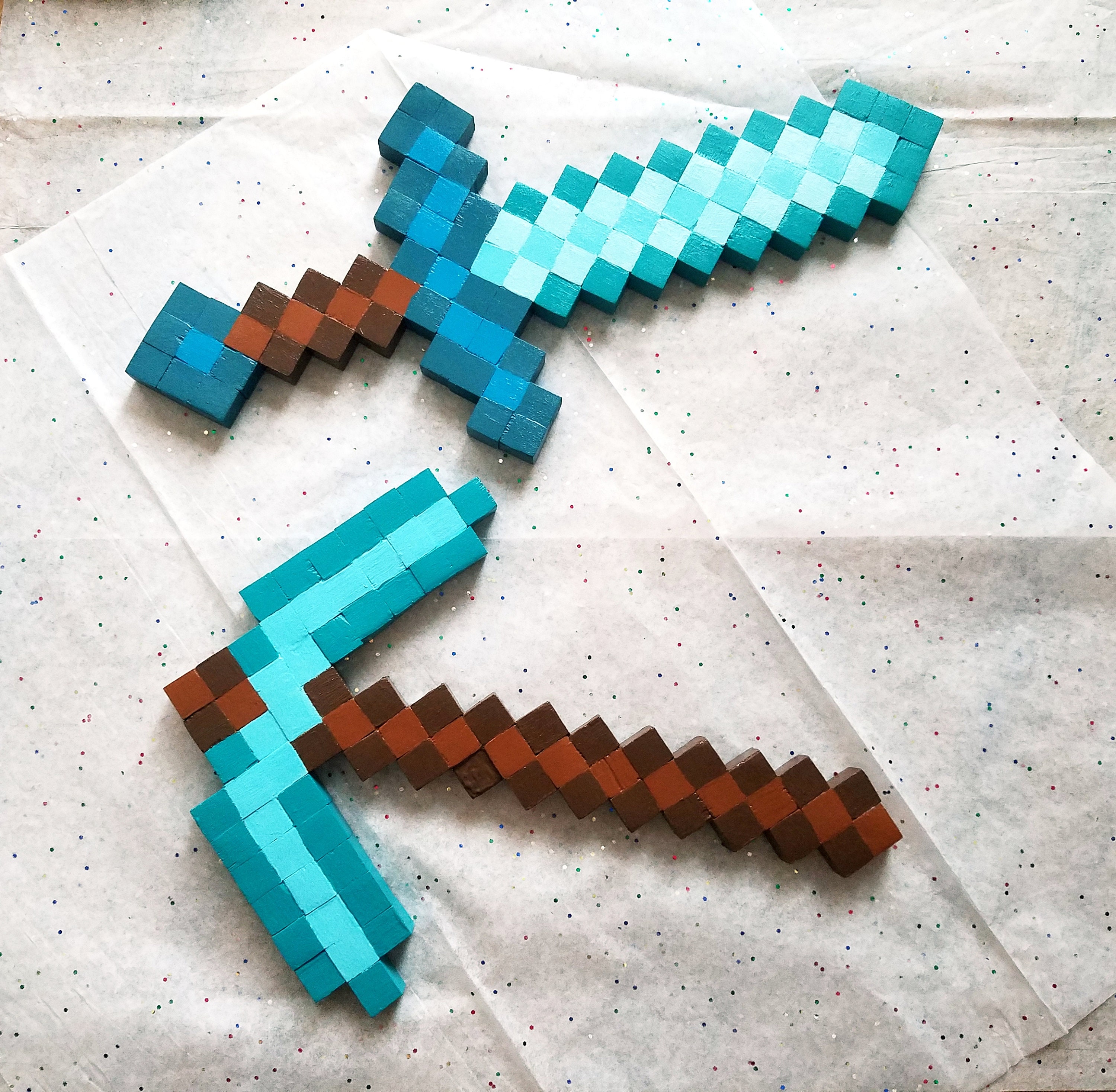 MINECRAFT Pick Axe Handmade 3D Pixel Axe Minecraft Axe Kids - Etsy