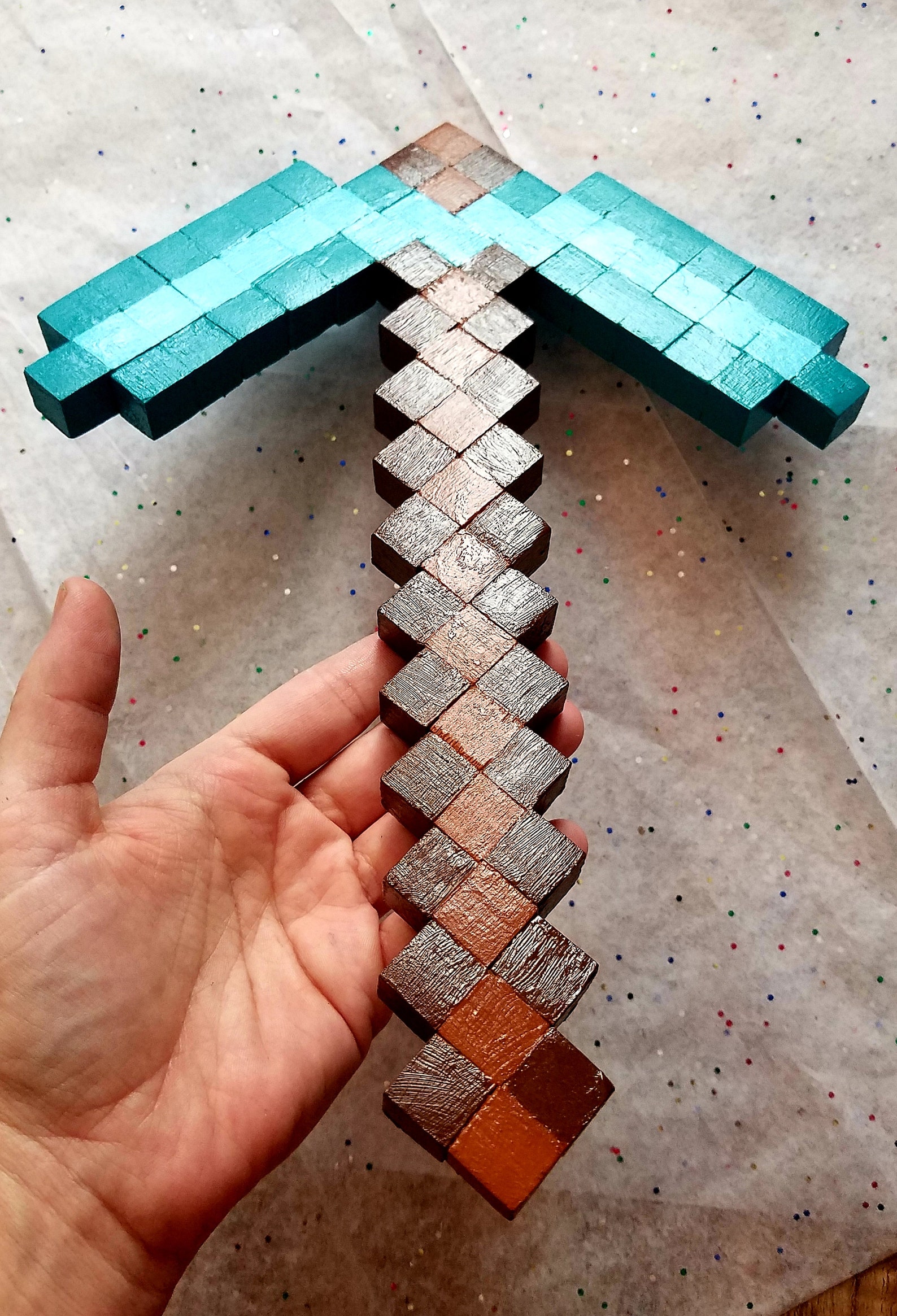 MINECRAFT Pick Axe Handmade 3D Pixel Axe Minecraft Axe Kids - Etsy