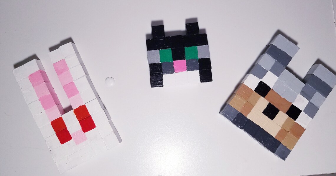 MINECRAFT Lobo hecho a mano 3D píxel lobo Minecraft juguetes creativo ...