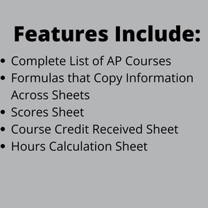 AP Exam Credit Tracker Spreadsheet - Hours Calculator - Track ...