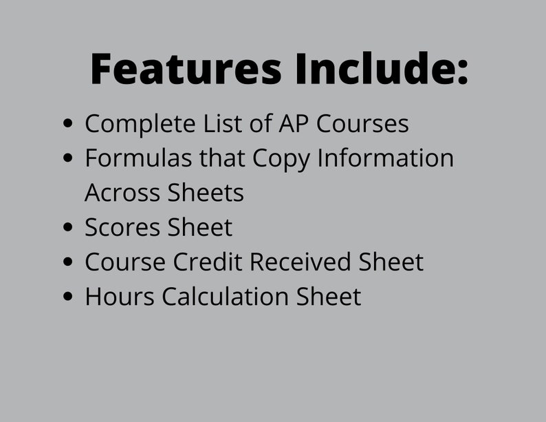 AP Exam Credit Tracker Spreadsheet - Hours Calculator - Track ...