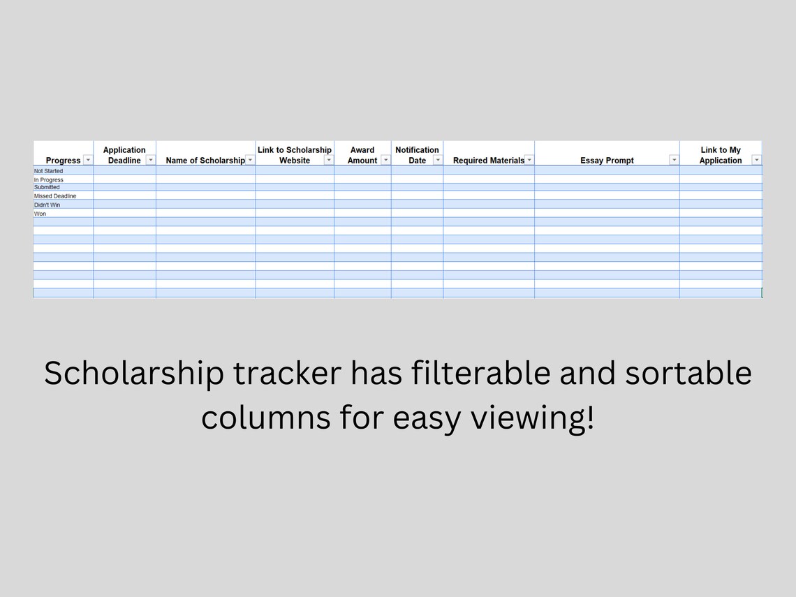 Scholarship Tracker | Scholarship Application Tracker | Scholarship ...