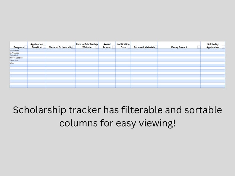 Scholarship Tracker | Scholarship Application Tracker | Scholarship Reference Tracker | Excel - Etsy