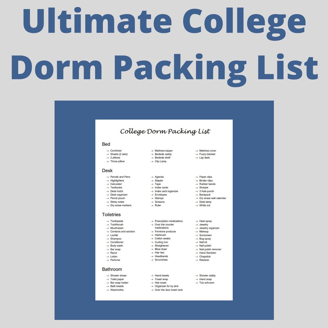 Ultimate College Dorm Packing List - Etsy