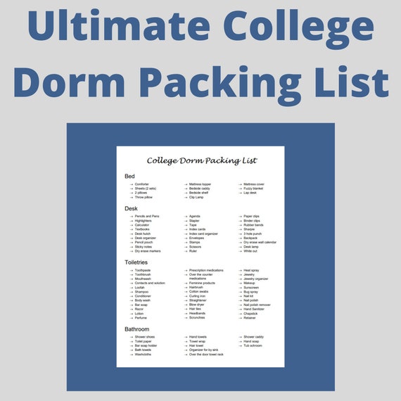 Ultimate College Dorm Packing List - Etsy