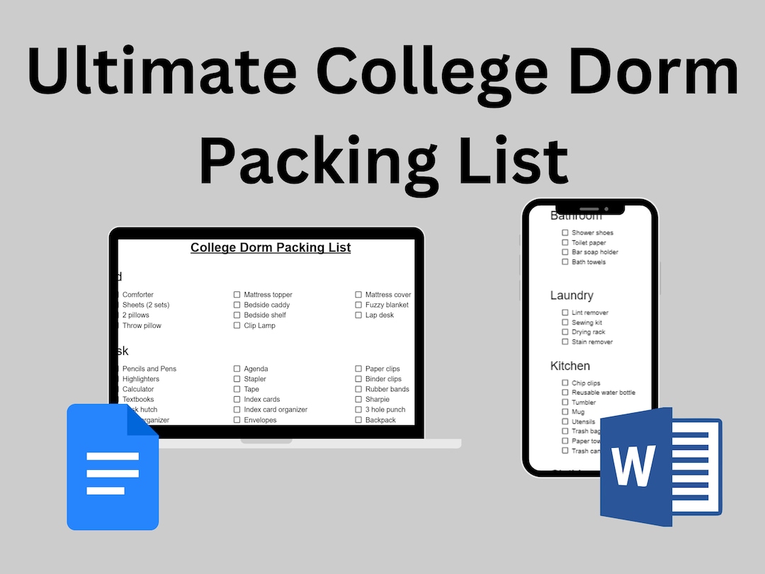 Ultimate College Dorm Packing List | Freshman Packing List - Etsy