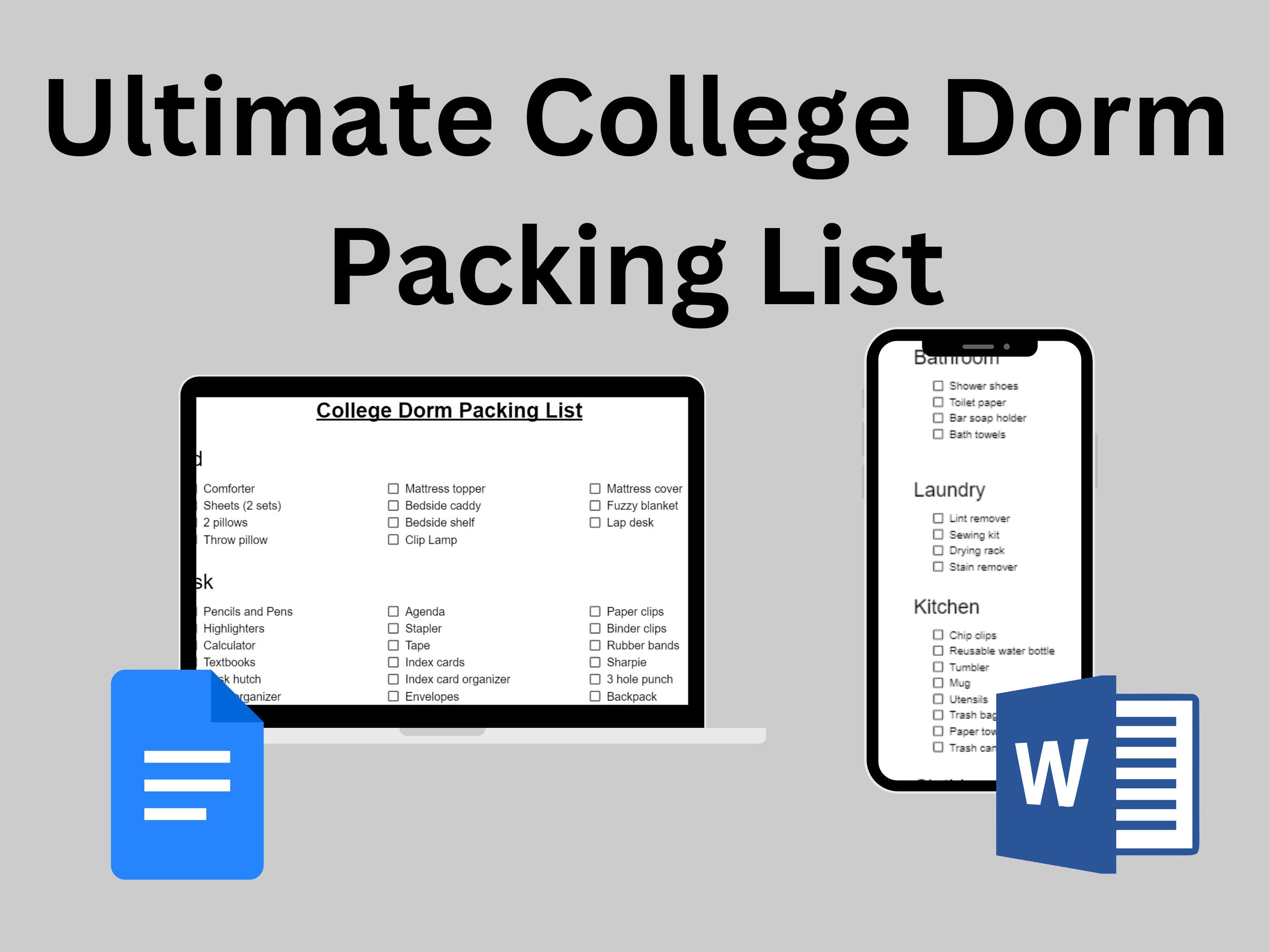 Ultimate College Dorm Packing List | Freshman Packing List - Etsy