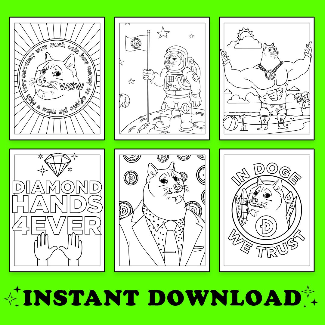 Dogecoin Coloring Book Pages - Volume 1 - Etsy