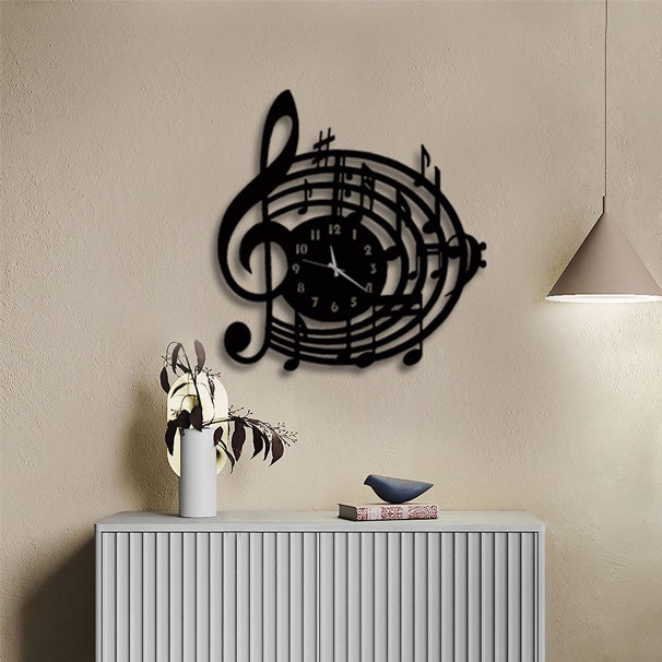 Music Notes Metal Wall Clock, Music Notes Wall Clock, Metal Wall Clock ...