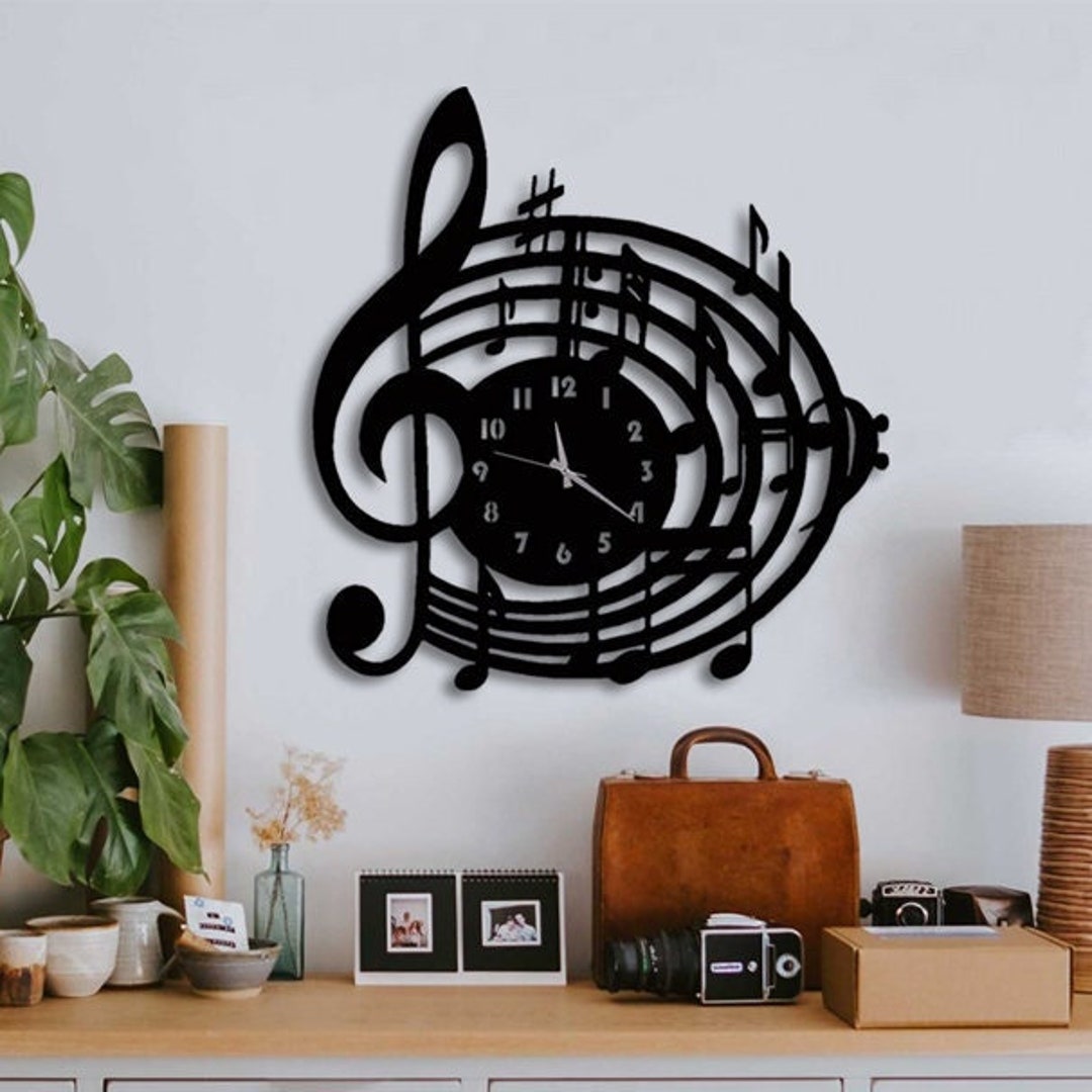 Music Notes Metal Wall Clock, Music Notes Wall Clock, Metal Wall Clock ...