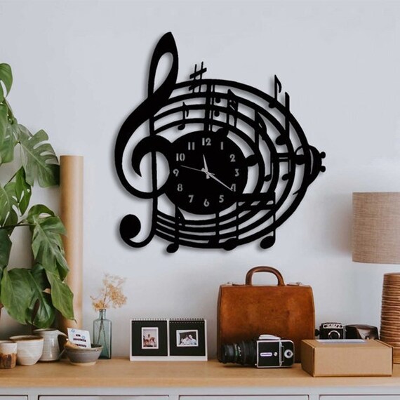 Music Notes Metal Wall Clock Music Notes Wall Clock Metal - Etsy