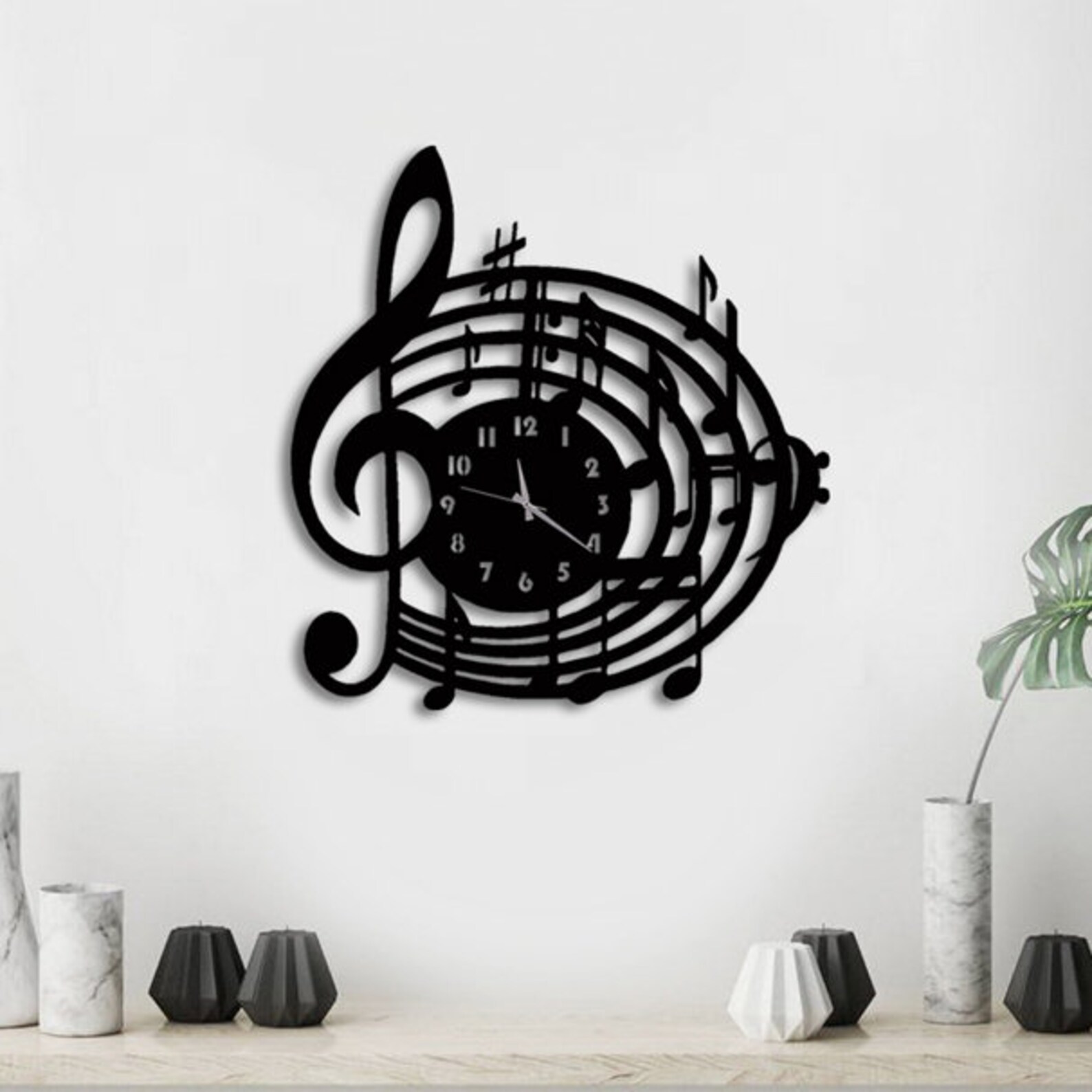 Music Notes Metal Wall Clock, Music Notes Wall Clock, Metal Wall Clock ...