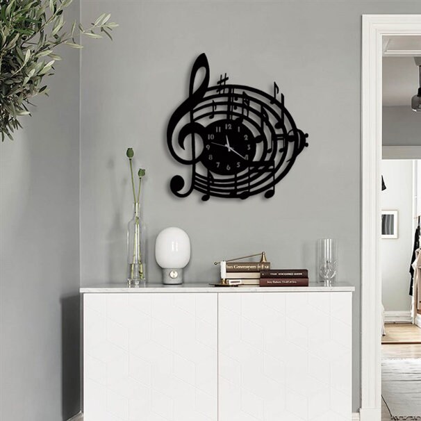 Music Notes Metal Wall Clock, Music Notes Wall Clock, Metal Wall Clock ...