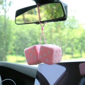 Car Dice Retro Fluffy Cute Dice Car Rearview Mirror Hanging - Etsy