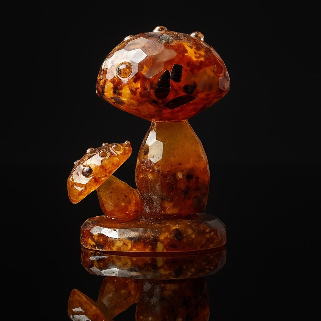 Faceted Amber Mushroom Figurine – Baltic Amber Sculpture – Natural ...