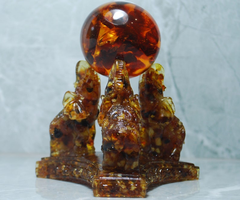 Elephant Sphere Stand With Inclusion Bee, Baltic Amber - Etsy