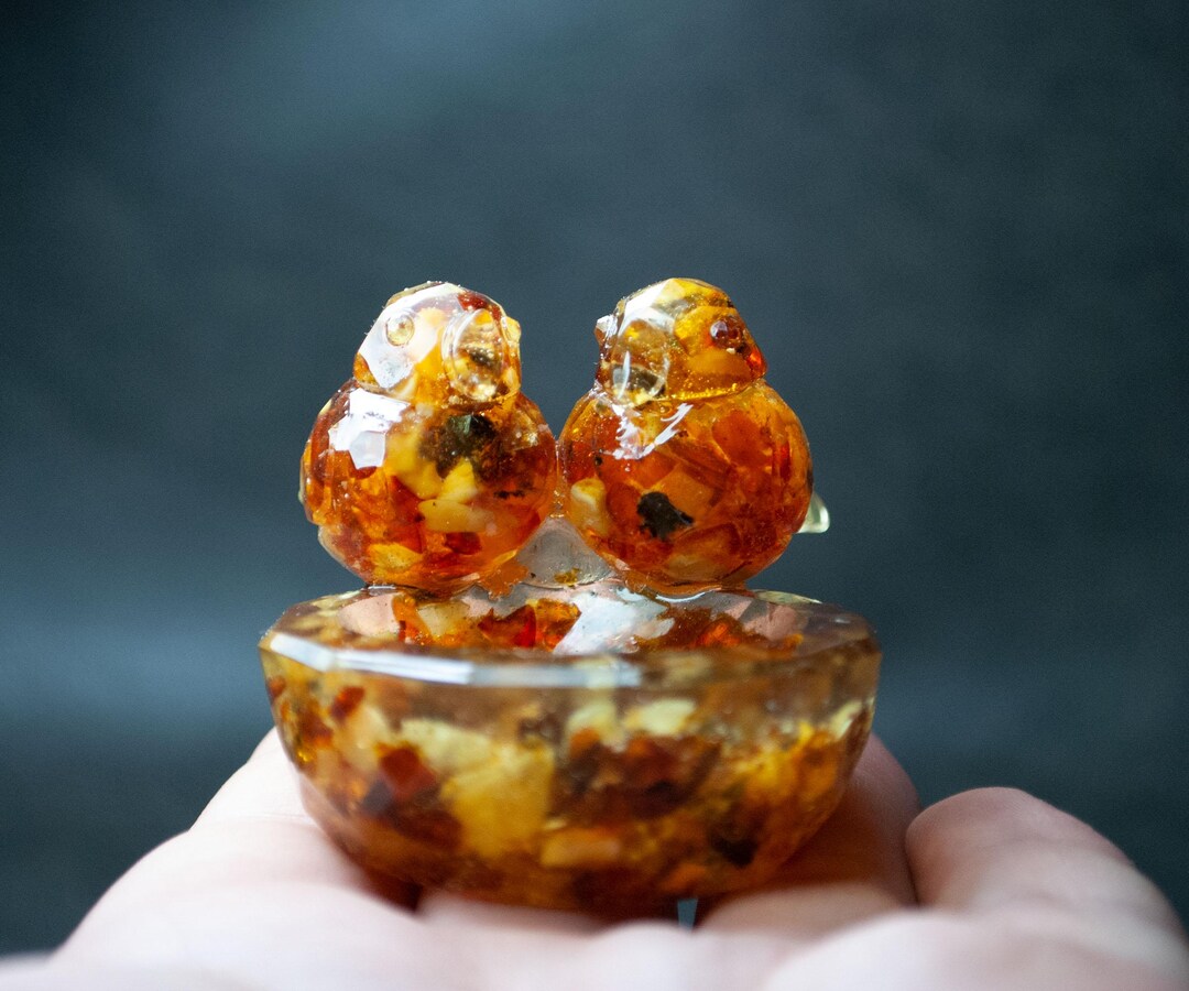 Faceted Baltic Amber Birds on a Amber Bowl - Etsy