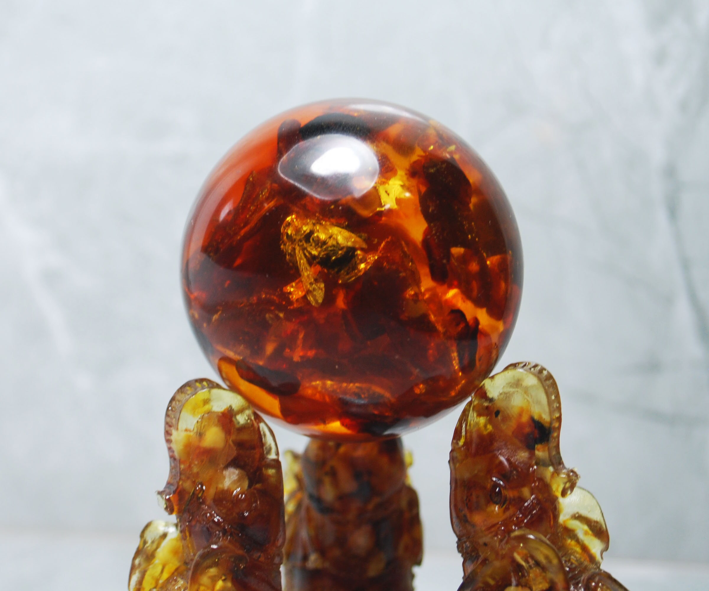 Elephant Sphere Stand With Inclusion Bee, Baltic Amber - Etsy