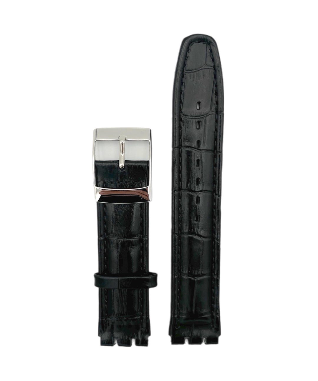 Black Leather 19 Mm Replacement Strap With Metal Buckle - Band ...