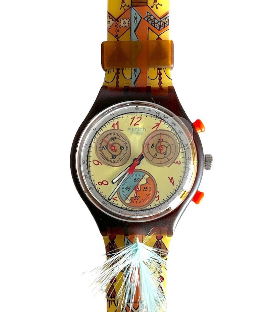 Vintage 1994 Swatch Chrono DANCING FEATHERS SCO100 - Unworn Mint ...