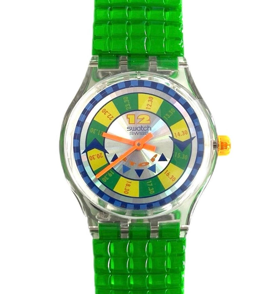 Vintage 1994 Swatch Stop-watch GREEN SPEED SSK110 - Unworn Mint ...