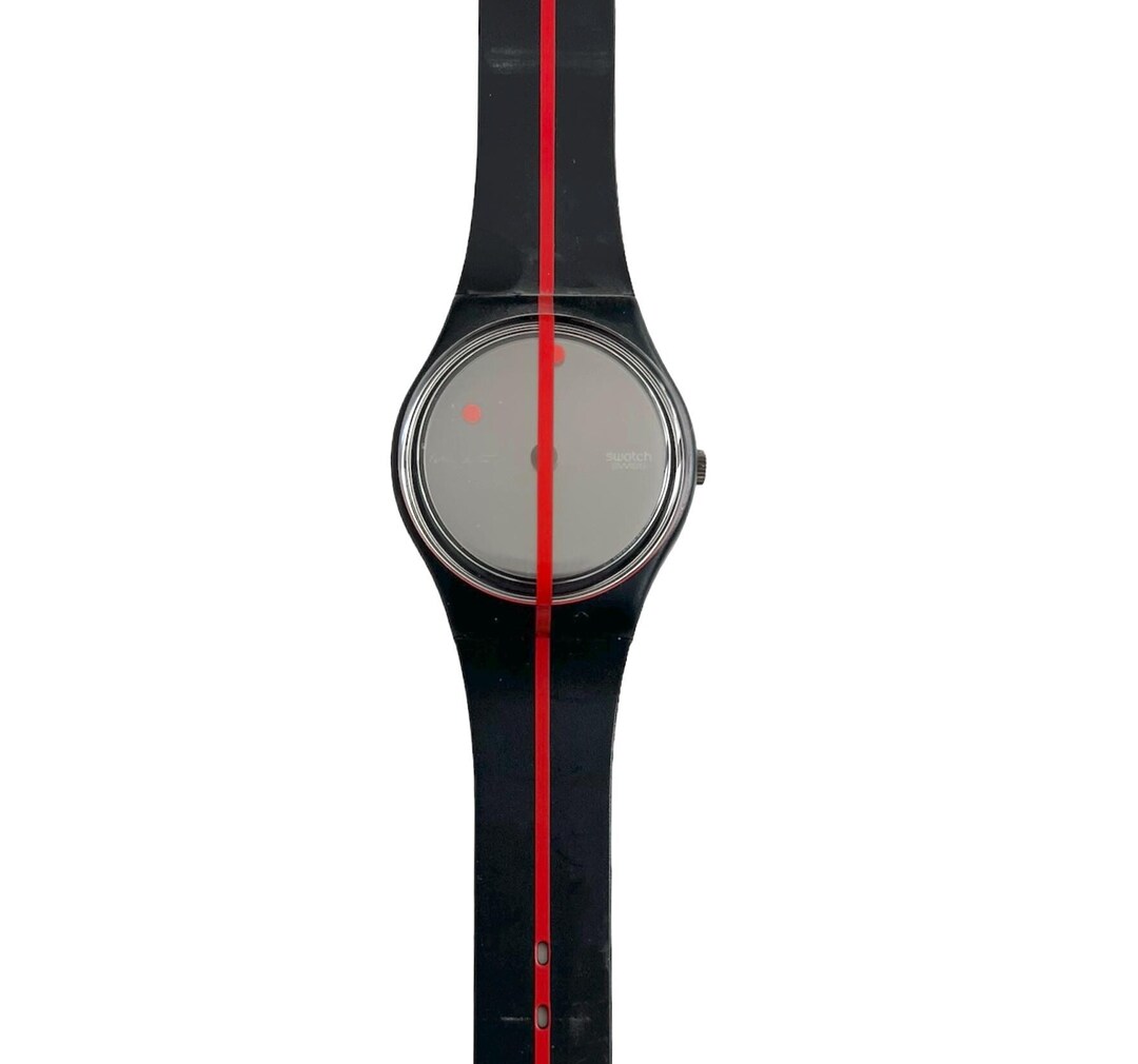 Vintage 1991 Swatch Gent Special 360º ROSSO SUR BLACKOUT GZ119 Unworn Mint Running Condition New ...