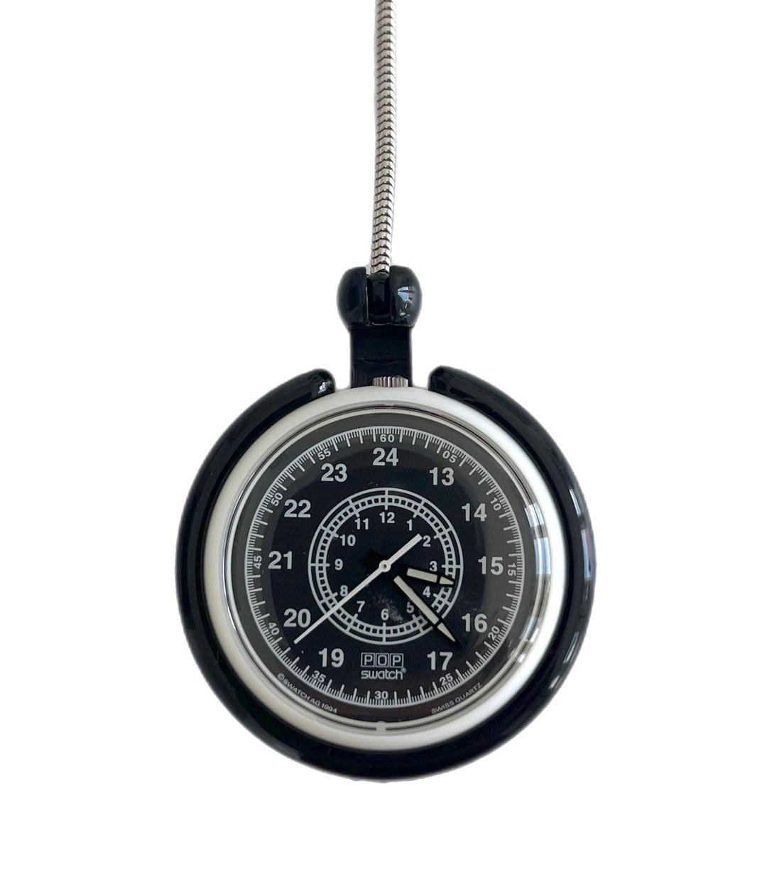 Rare Vintage 1995 Swatch Pop Pocket Watch BLACK OUT PPW100 Unworn Mint ...