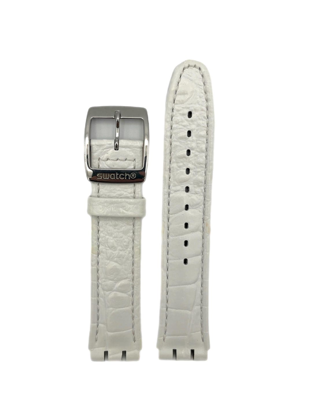 Vintage Swatch White Green Leather 20 Mm Replacement Band With Aluminum ...