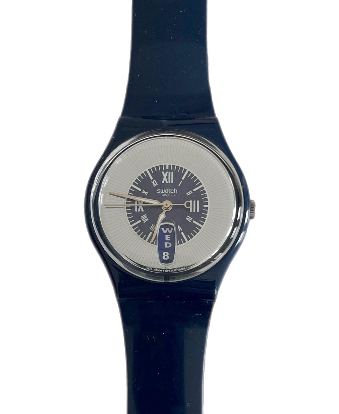 Vintage 1995 Swatch Gent BLAUER GN707 - Unworn Mint Condition - New Battery - 34mm Diameter ...