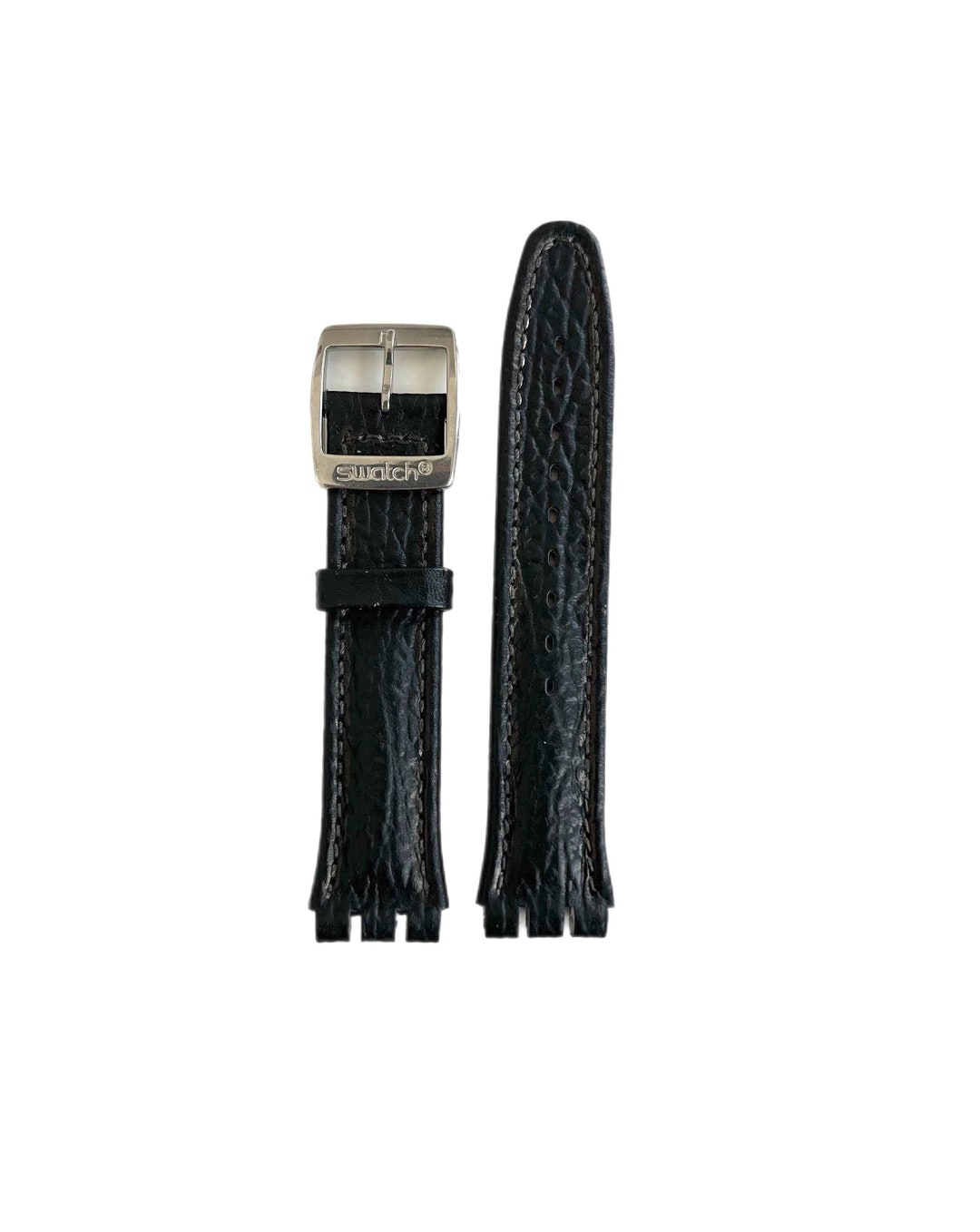 Vintage Unworn Swatch Black Leather 19mm Replacement Strap With ...
