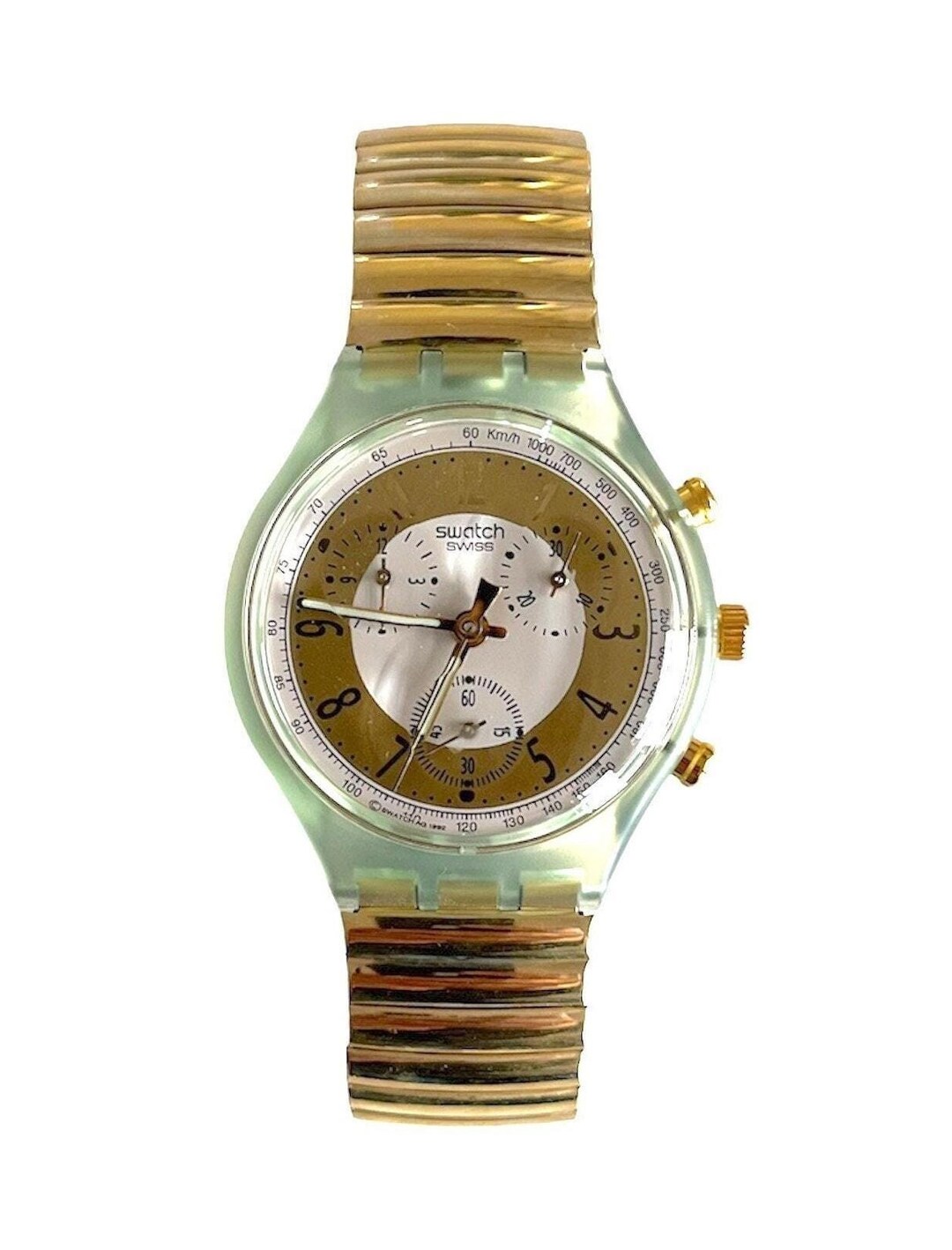 Vintage 1993 Swatch Chrono GOLDEN GLOBE SCG101 New in Box Mint ...