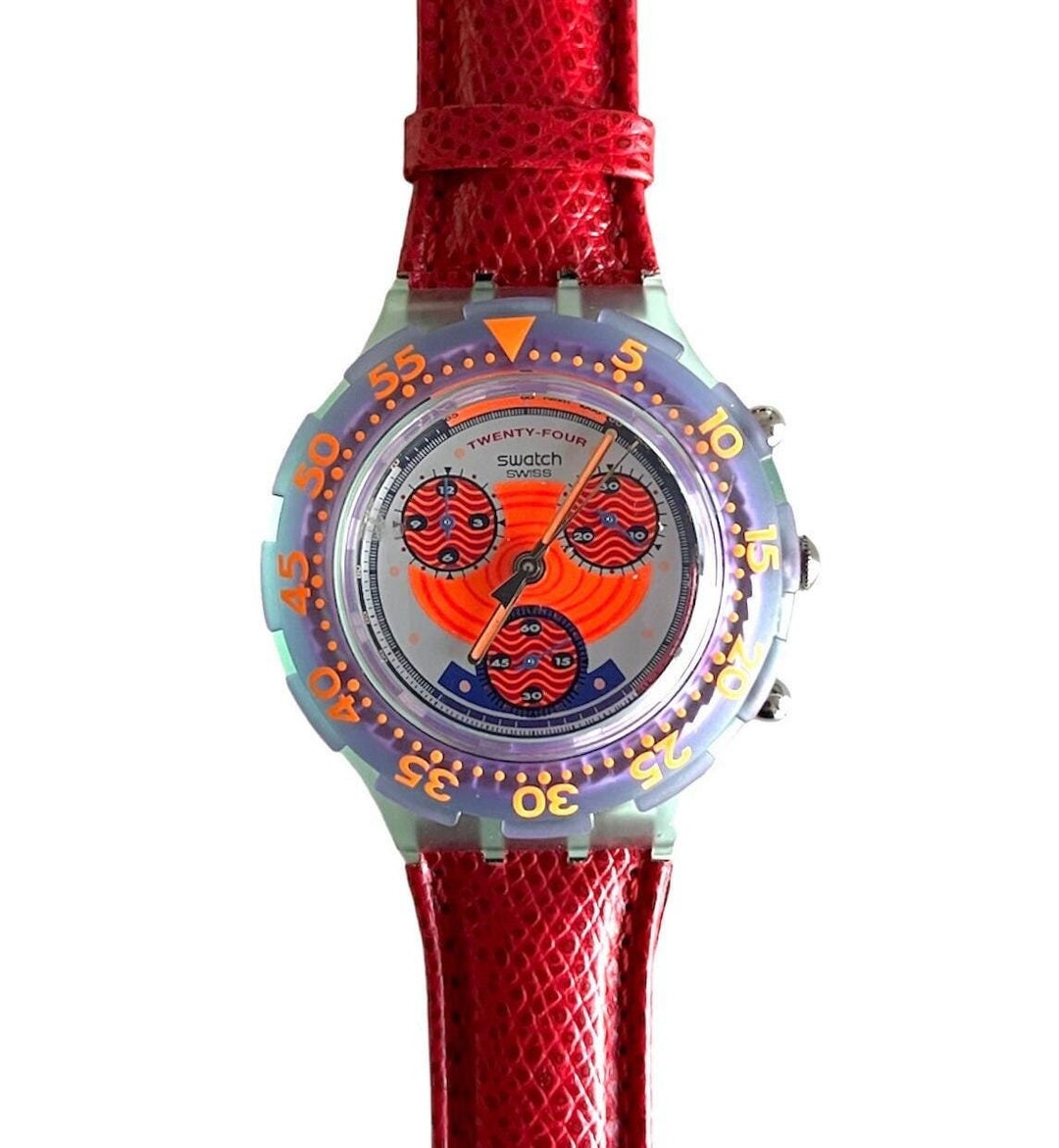 Vintage 1993 Swatch Aqua Chrono RED HARBOR SBG100 - Unworn Mint ...