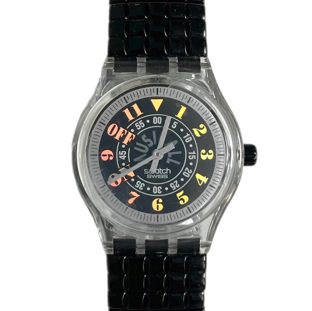 Vintage 1995 Swatch Musicall BLACK AWAKE SLN102 - Unworn Mint Condition - Running With New ...