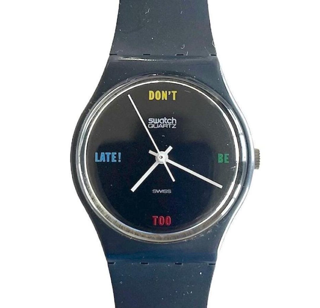 Very Rare Vintage 1984 Swatch Gent GA100 Don't Be Too Late - Unworn ...